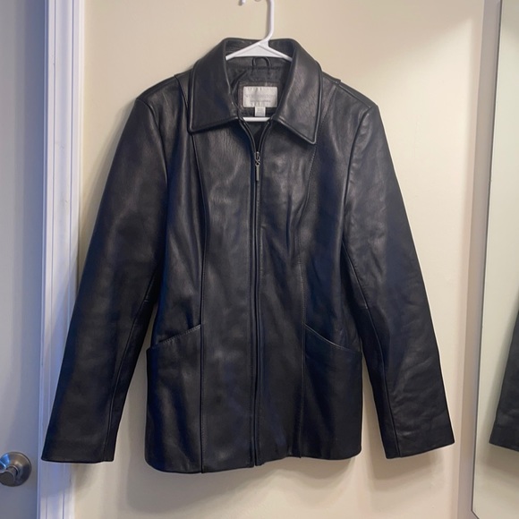 Worthington | Jackets & Coats | Genuine Lambskin Black Leather Jacket ...